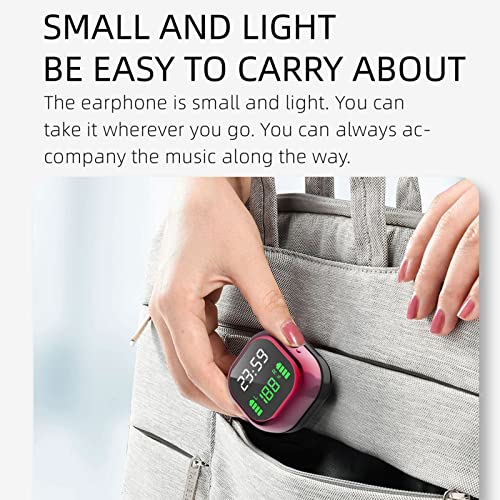 CENGNIAN Wireless Bluetooth Earbuds, Headset Led Power Display, Ear Buds Headphones, Stereo Earphones 5.2 in-Ear Type, Noise Cancelling Earbuds, Built-in Mic Headset Premium Deep Bass for Sport (red)