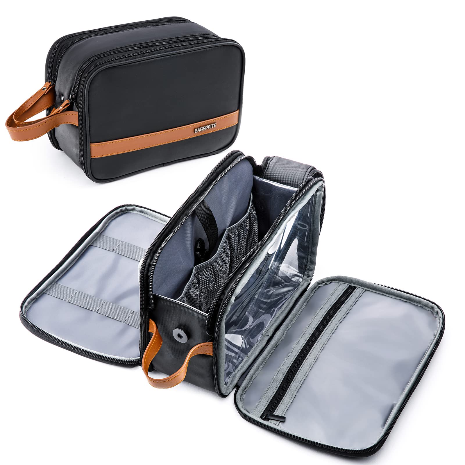BAGSPRITE Large Toiletry Bag for Men, Women Travel Bag with Hanging Hook, Water-resistant Makeup Cosmetic Bag Shaving Kit Organizer, Bathroom Bag for Traveling