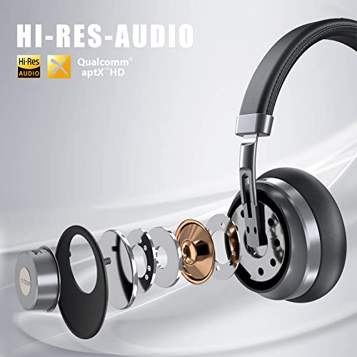 Ortizan Bluetooth Headphones Over Ear, 40 Hours Playtime Wireless Headphones HiFi Stereo Headphones with Microphone and Soft Protein Earpads for Cellphone/TV/PC/Home Office (Silver)