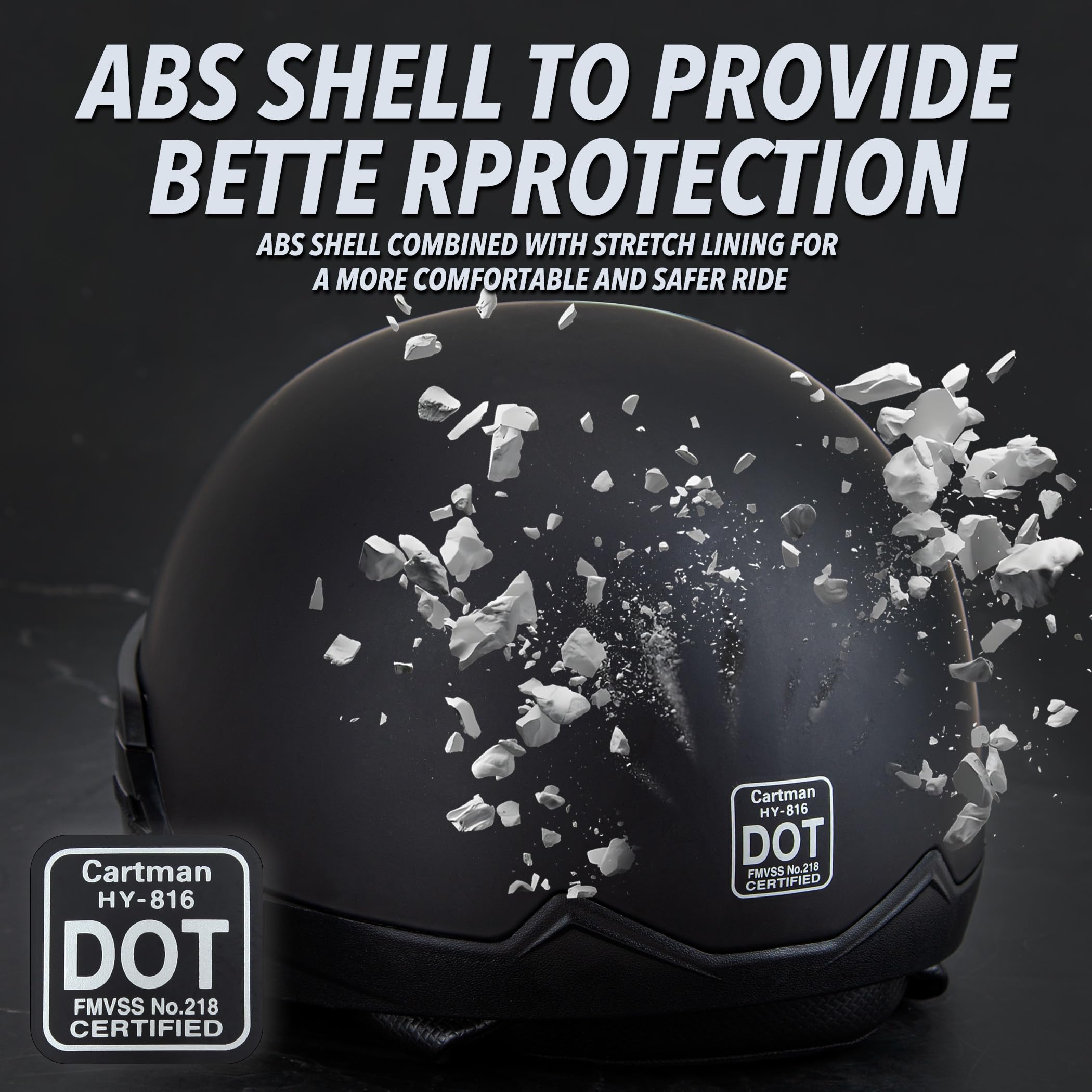 Cartman Motorcycle Open Face Helmet with Sun Visor Quick Release Buckle, DOT Approved, Small