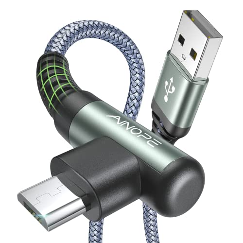 AINOPE [2 Pack] Micro USB Cable, Micro USB Charging Cable Right Angle 10FT, High Speed Sync Durable Nylon Braided Android Charger Cable Compatible for Fire Tablet, Kindle, Samsung Galaxy S7 S6 PS4