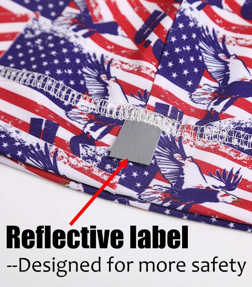 Sweat Wicking Skull Beanie Helmet Liner Running Hat Cycling Caps Cooling Cap US Flags Skullcap Liners Fits Under Motorcycle Helmets for Men and Women (Patriotic Pack)