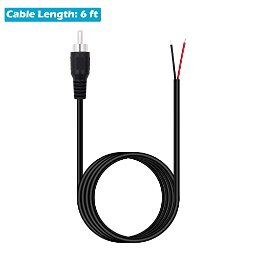 Fancasee 2 Pack 6 ft Speaker Wire RCA Male Plug Jack Connector to Bare Wire Open End Pigtail RCA Cable for Speakers Amplifier Audio Video AV Receivers