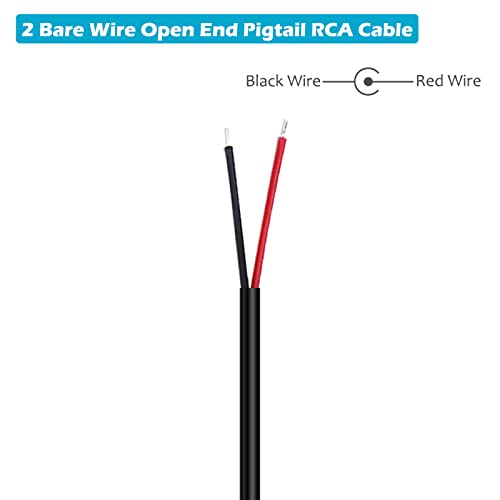 Fancasee 2 Pack 6 ft Speaker Wire RCA Male Plug Jack Connector to Bare Wire Open End Pigtail RCA Cable for Speakers Amplifier Audio Video AV Receivers