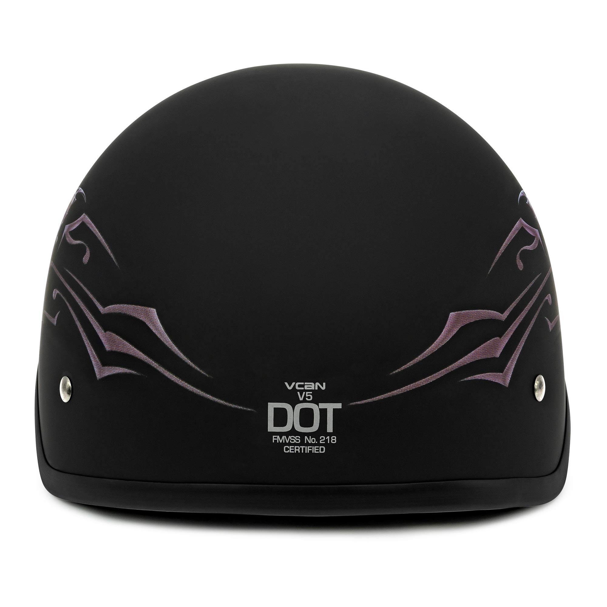VCAN Cruiser Intricate Butterfly Motorcycle Half Helmet (Flat Black, Small)