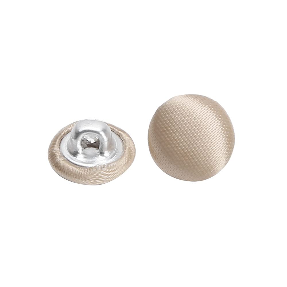 20 Pcs Satin Covered Metal Shank Buttons Cloth Buttons for Wedding Dress Tuxedo Suits (Champagne, 10mm)