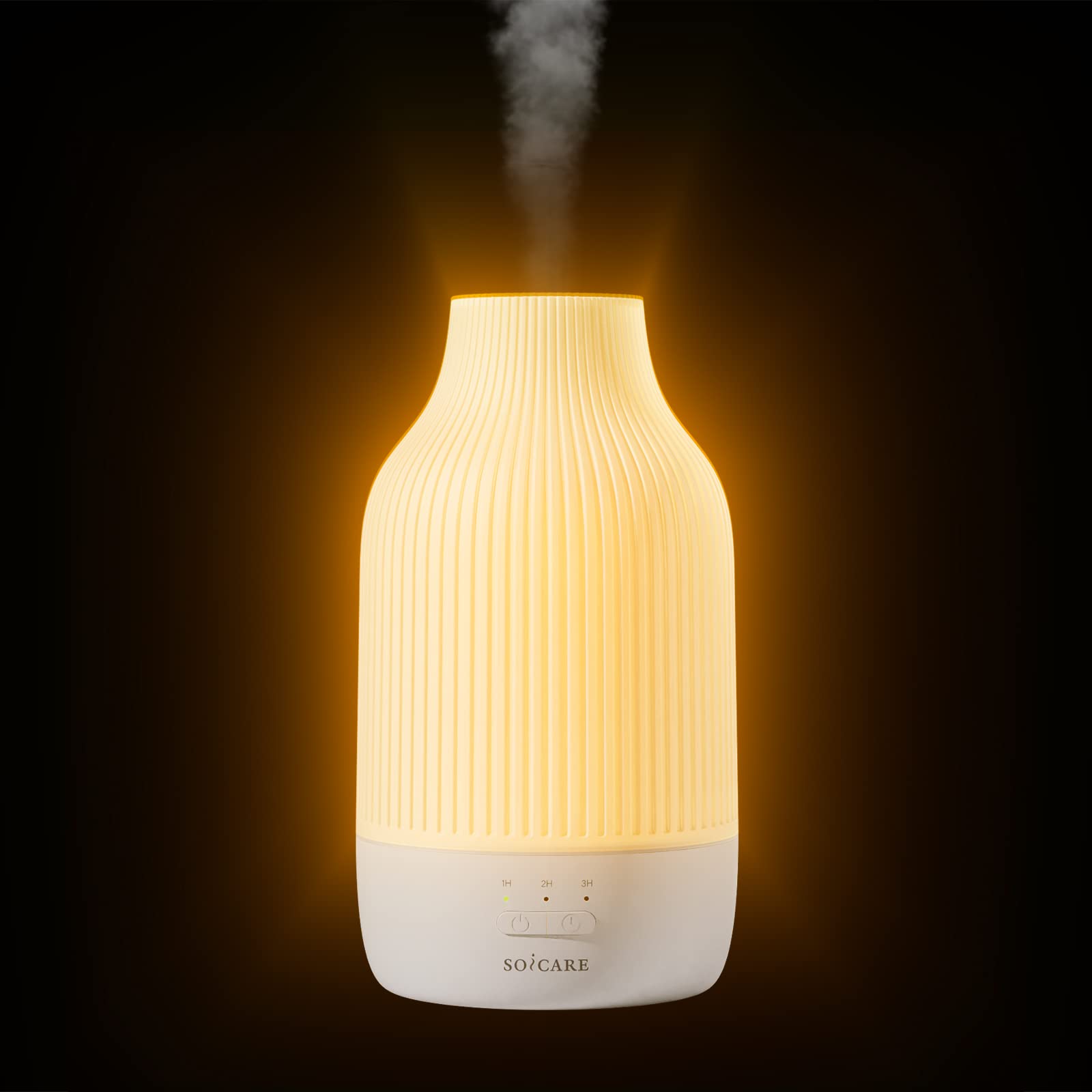 SOICARE Cordless Rechargeable Diffuser, Battery Operated Mini Portable Wireless Diffuser for Essential Oils, 80ML Small USB Essential Oil Diffuser with Warm Light (White)