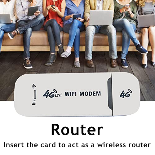 AZURAOKEY 4G LTE Wireless USB Dongle 150Mbps Modem Stick WiFi Adapter 4G Card Router with SIM Card Slot Car Hotspot Pocket Mobile WiFi (White)