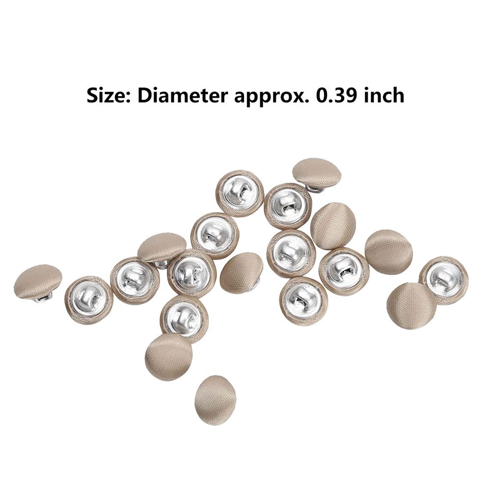 20 Pcs Satin Covered Metal Shank Buttons Cloth Buttons for Wedding Dress Tuxedo Suits (Champagne, 10mm)
