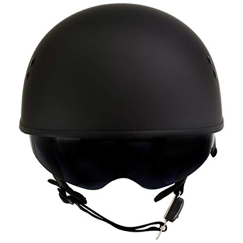 Hot Leathers T72 Black Widow Flat Black Motorcycle Half Helmet Biker w/Drop Down Visor - XX-Large