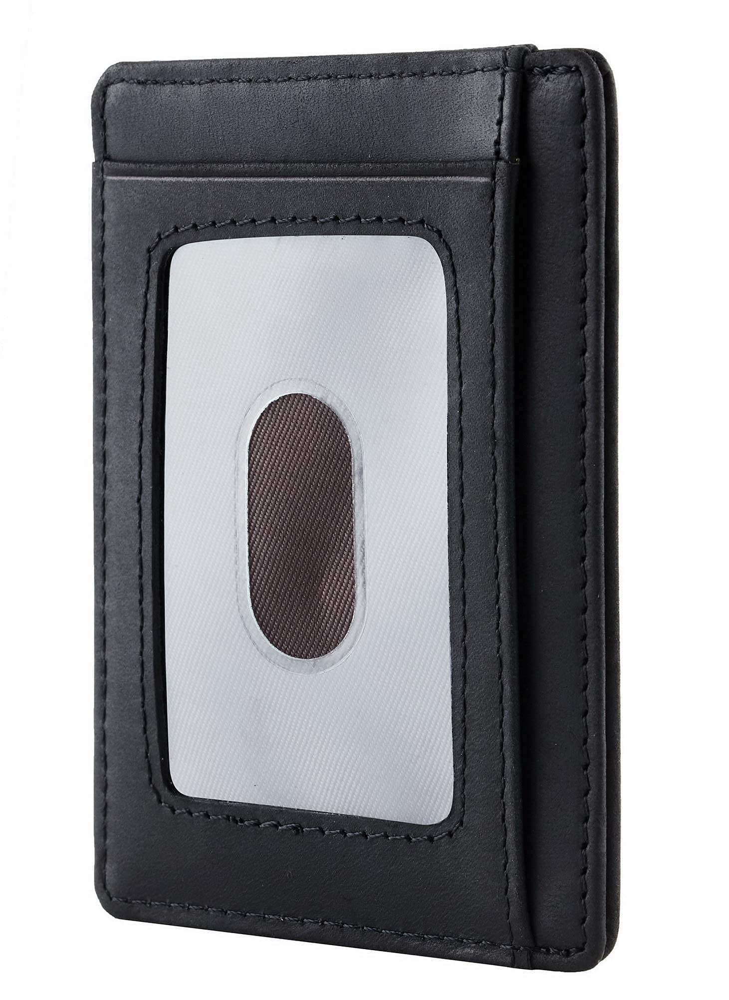 Travelambo Slim Wallet Front Pocket Minimalist Leather RFID Blocking Medium Size