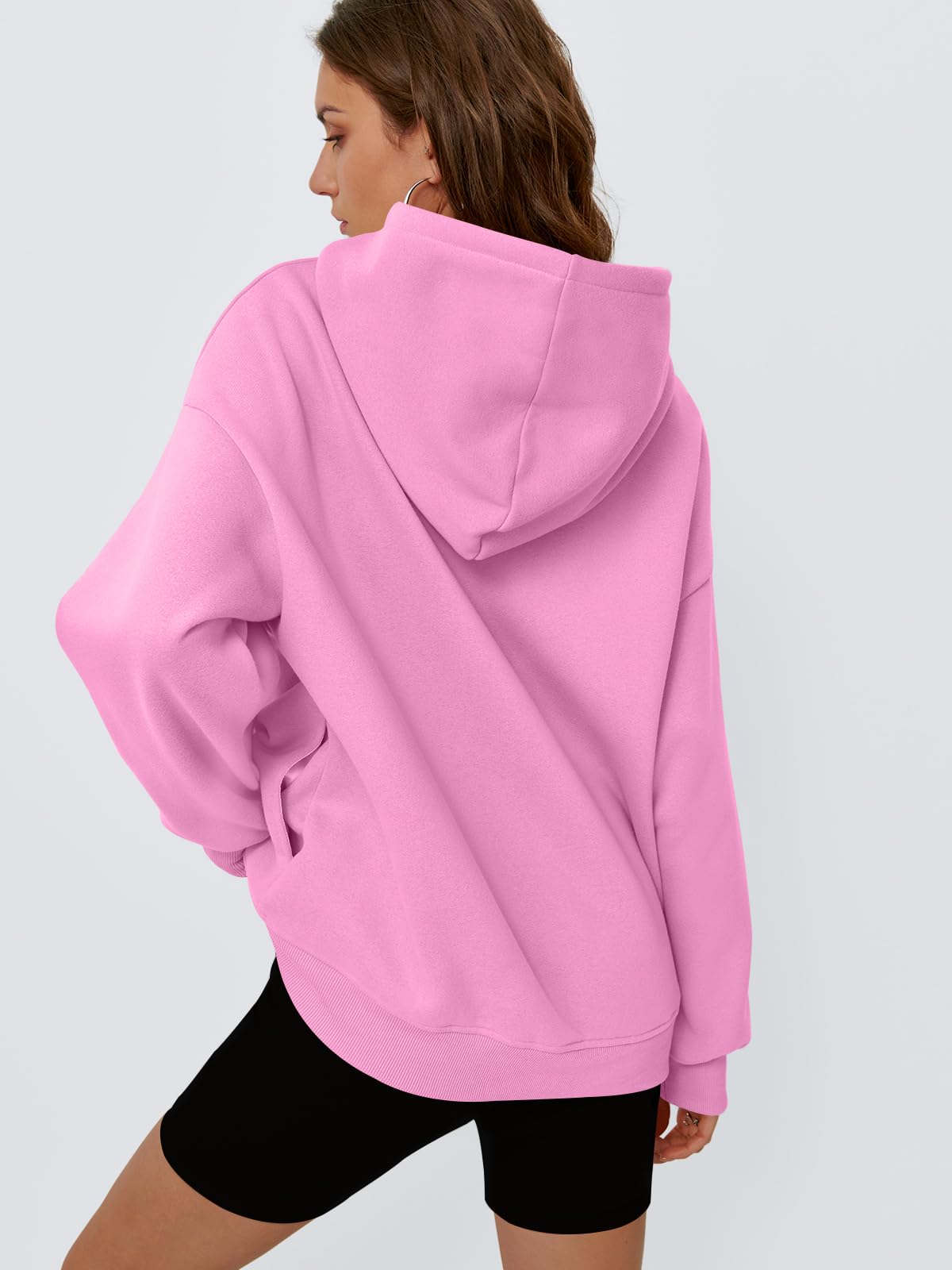 Trendy Queen Womens Oversized Hoodies Fleece Hooded Sweatshirts Casual Pullover Fall Winter Outfits Long Sleeve Tops 2025 Pink M