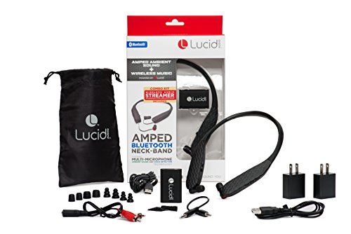 Lucid Audio HLT-Earbud-HS-TV Amped HearBand and Wireless TV Streamer - Bluetooth Neckband Earbuds - Black