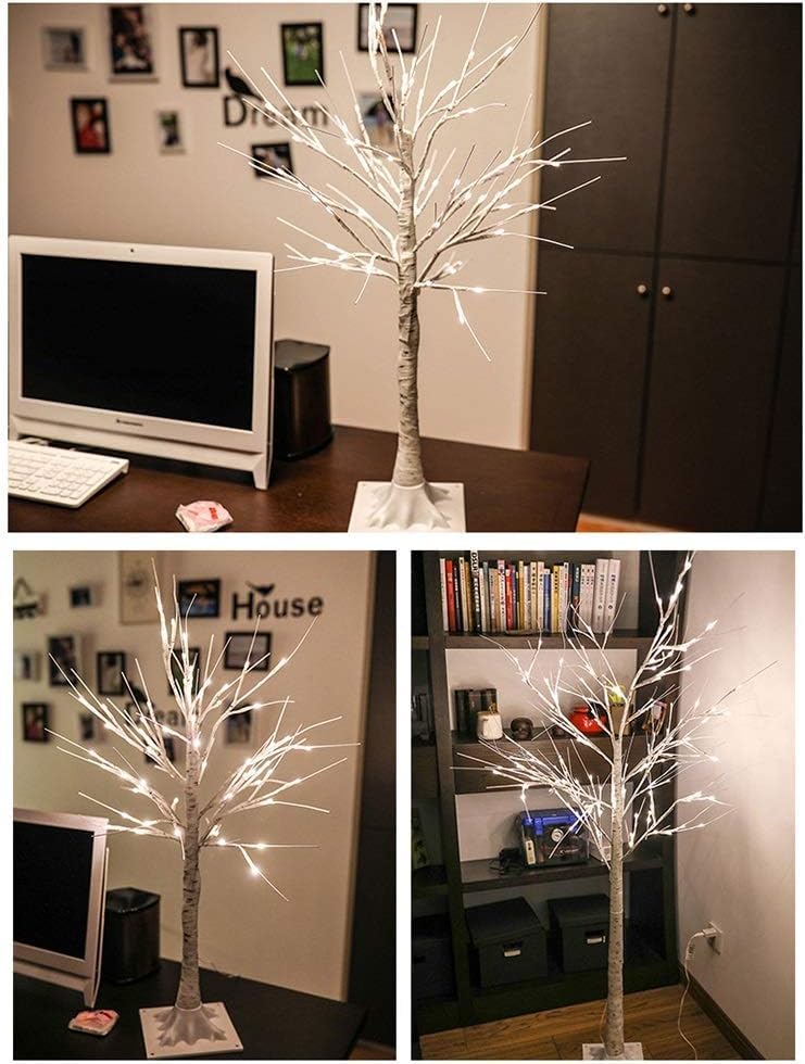 AAMNA White Birch Tree Floor Lamps for Living Room Modern Led Christmas Simulation Tree Standing Lights Living Room Bedside Bedroom Romantic Decoration