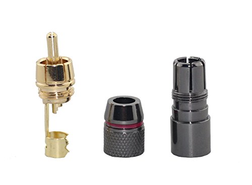 [4 pcs] Hi End RCA Male Plug, Adapter Audio Phono, Gold Plated Solder Connector Wv-hfr4in1
