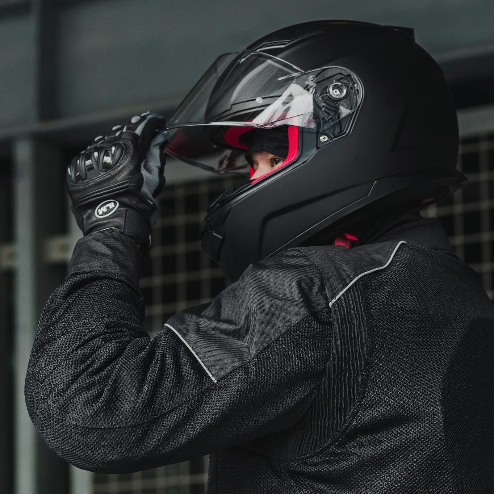 ILM Full Face Snowmobile Motorcycle Helmets for Men Womens Dual Sport Pinlock Anti Fog for Adults DOT Model 817 (Matte Black, S)