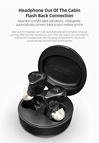 KZ SA08 TWS True Wireless Bluetooth 5.0 Earbuds with Mic, 8BA HiFi Stereo in Ear Earphones, Physical Passive Noise Reduction Hedsets Headphones for Call Phone/Game/Music (Black)
