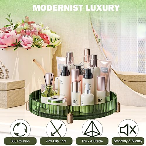 Vnmlopi Rotating Makeup Organizer for Vanity, Bathroom Organizer Countertop Spinning Holder – Large Capacity Perfume Organizer Tray, Skincare Organizers Cosmetics Storage Rack