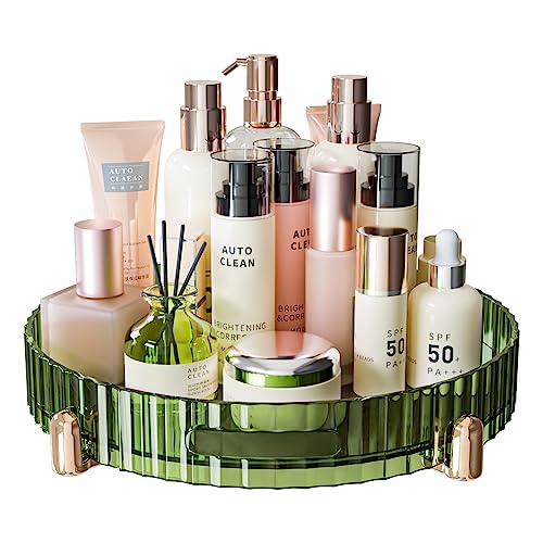 Vnmlopi Rotating Makeup Organizer for Vanity, Bathroom Organizer Countertop Spinning Holder ā Large Capacity Perfume Organizer Tray, Skincare Organizers Cosmetics Storage Rack
