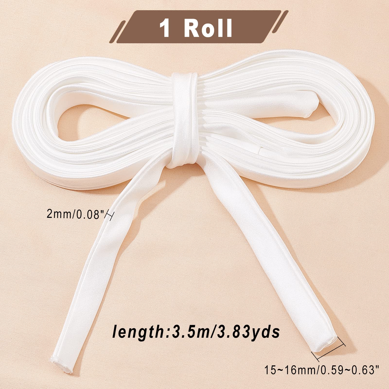 AHANDMAKER 137.8 Inches Women's Tie Back for Wedding Bridal Gown, White Adjustable Lace up Dress Cord Back for Zipper Replacement or Buttons