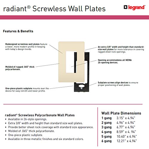Legrand Radiant 2-Gang Screwless Wall Plate for Decorator Outlets, White Finish