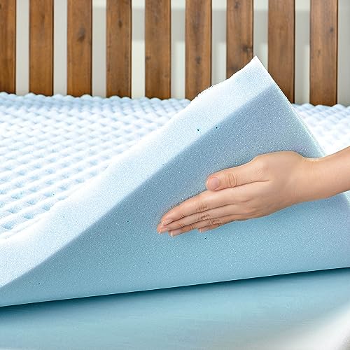 Best Price Mattress 2 Inch Egg Crate Memory Foam, Cooling Gel Infusion, Full Mattress Topper, Blue (ECMF-GM2F)