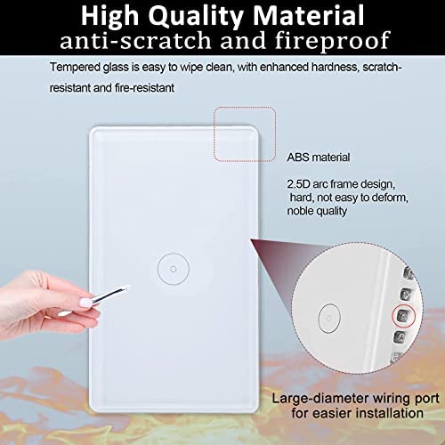 WiFi Smart Light Touch Wall Switch Works with Alexa and Google Home Neutral Wire Required, No Gateway Required. Connect to The Smart Life Tuya App.Us Standard Electrical Light Switches (1 Gang White)