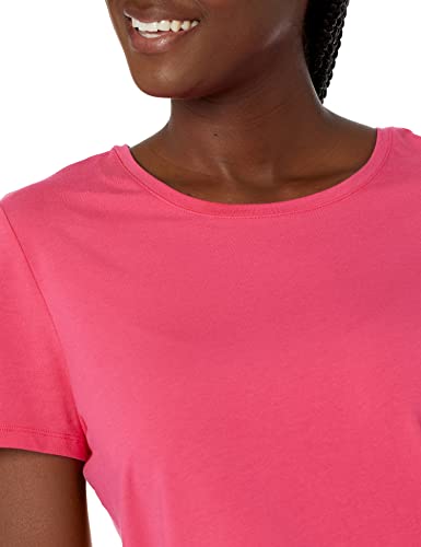 Amazon Essentials Women's Classic-Fit Short-Sleeve Crewneck T-Shirt, Pack of 2, Bright Pink/White, Large