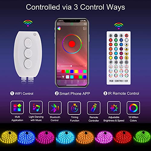 ALED LIGHT Bluetooth LED Strip Lights, 5050 16.4ft/5 Meter Led Lights with Smart-Phone APP Control,IR Remote Control,Waterproof LED Lights Strip for Bedroom,Kitchen,Christmas