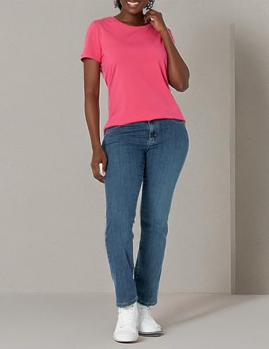 Amazon Essentials Women's Classic-Fit Short-Sleeve Crewneck T-Shirt, Pack of 2, Bright Pink/White, Large