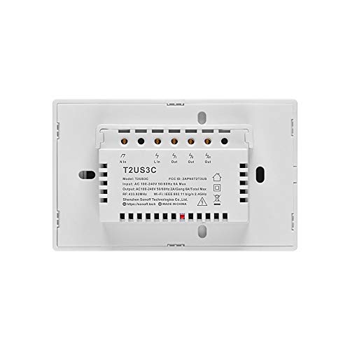 SONOFF TX WiFi Smart Light Switch, 2.4GHz Wi-Fi Touch Smart Wall Switch,Works with Alexa and Google Home, RF433 Remote Control,Fit for US&CA Wall Switches, 3 Gang 1 Way, T2, No Hub Needed