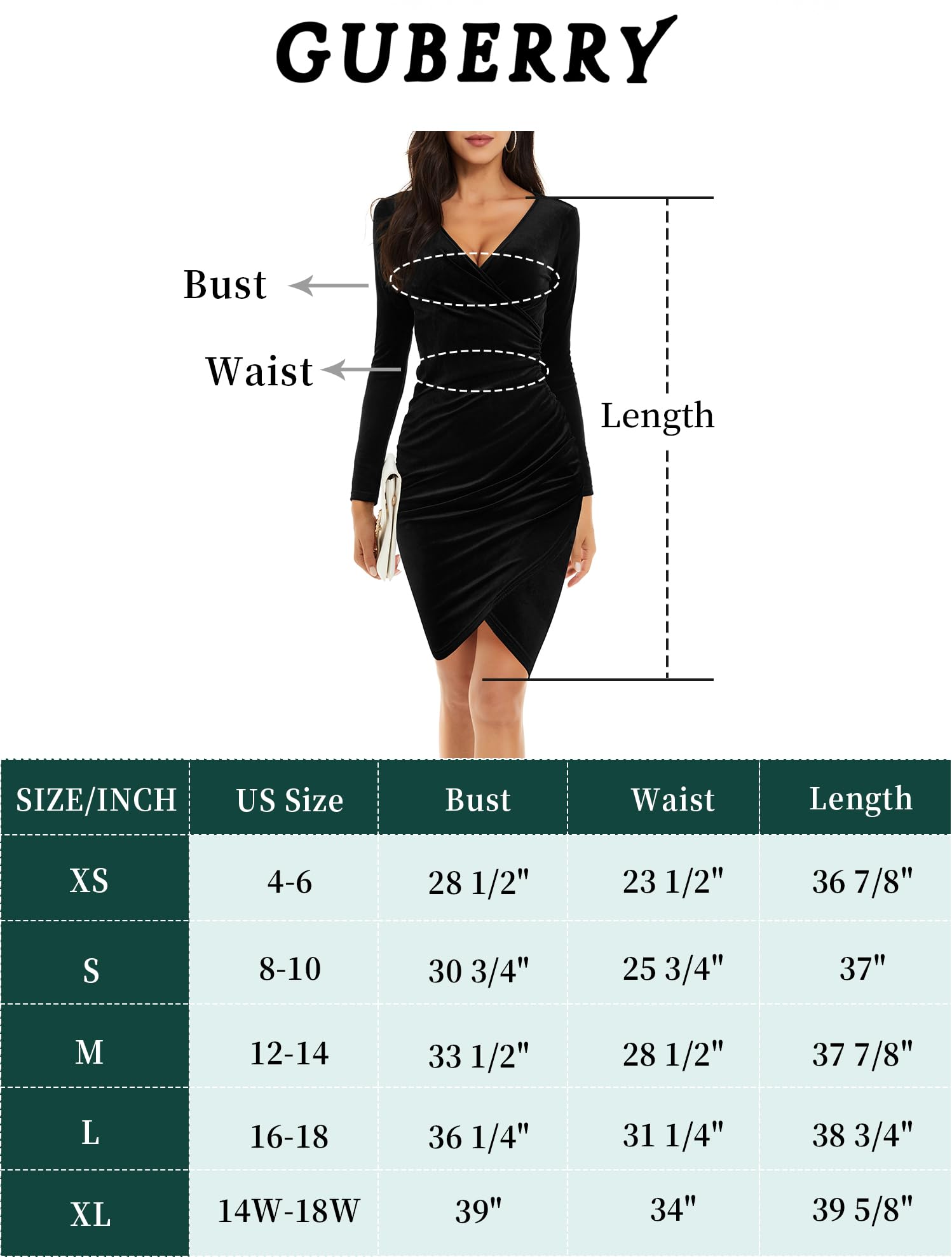 GUBERRY Womens Sexy Cocktail Bodycon Dress for Wedding Guest Elegant Long Sleeve Mini Reception Homecoming Dresses(Dark Navy,Medium)