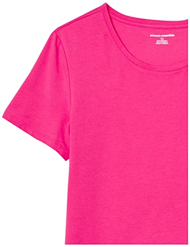 Amazon Essentials Women's Classic-Fit Short-Sleeve Crewneck T-Shirt, Pack of 2, Bright Pink/White, Large