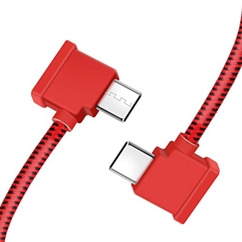Hanatora 11.8 Inch USB C to USB C Remote Controller Cable for DJI Mavic 3,Mini 2,Air 2S,Mavic Air 2,Nylon Braided 1FT OTG Tablet Phone Extension RC Data Cord Accessories(Type-C Connector Red)