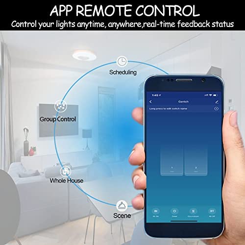 WiFi Smart Light Touch Wall Switch Works with Alexa and Google Home Neutral Wire Required, No Gateway Required. Connect to The Smart Life Tuya App.Us Standard Electrical Light Switches (1 Gang White)