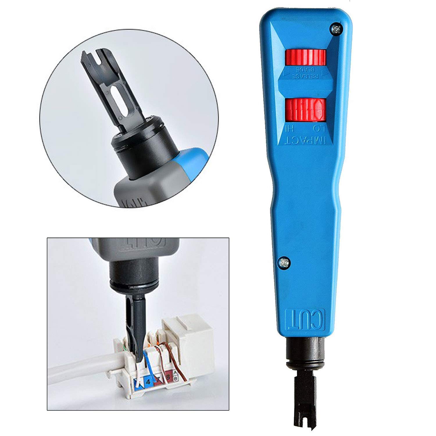 Hiija Punch Down Tool Kit with 110 & BK Blade, 5PCS Cat6 RJ45 Keystone Jack, Network Wire Stripper Tool Kits Professional