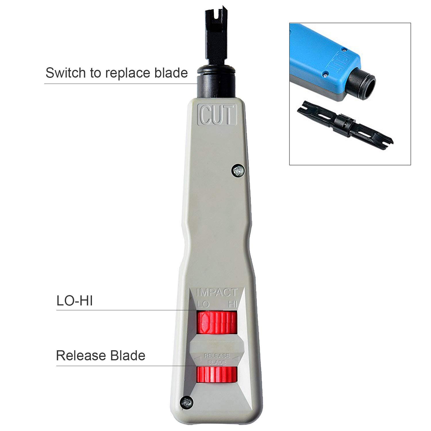 Hiija Punch Down Tool Kit with 110 & BK Blade, 5PCS Cat6 RJ45 Keystone Jack, Network Wire Stripper Tool Kits Professional