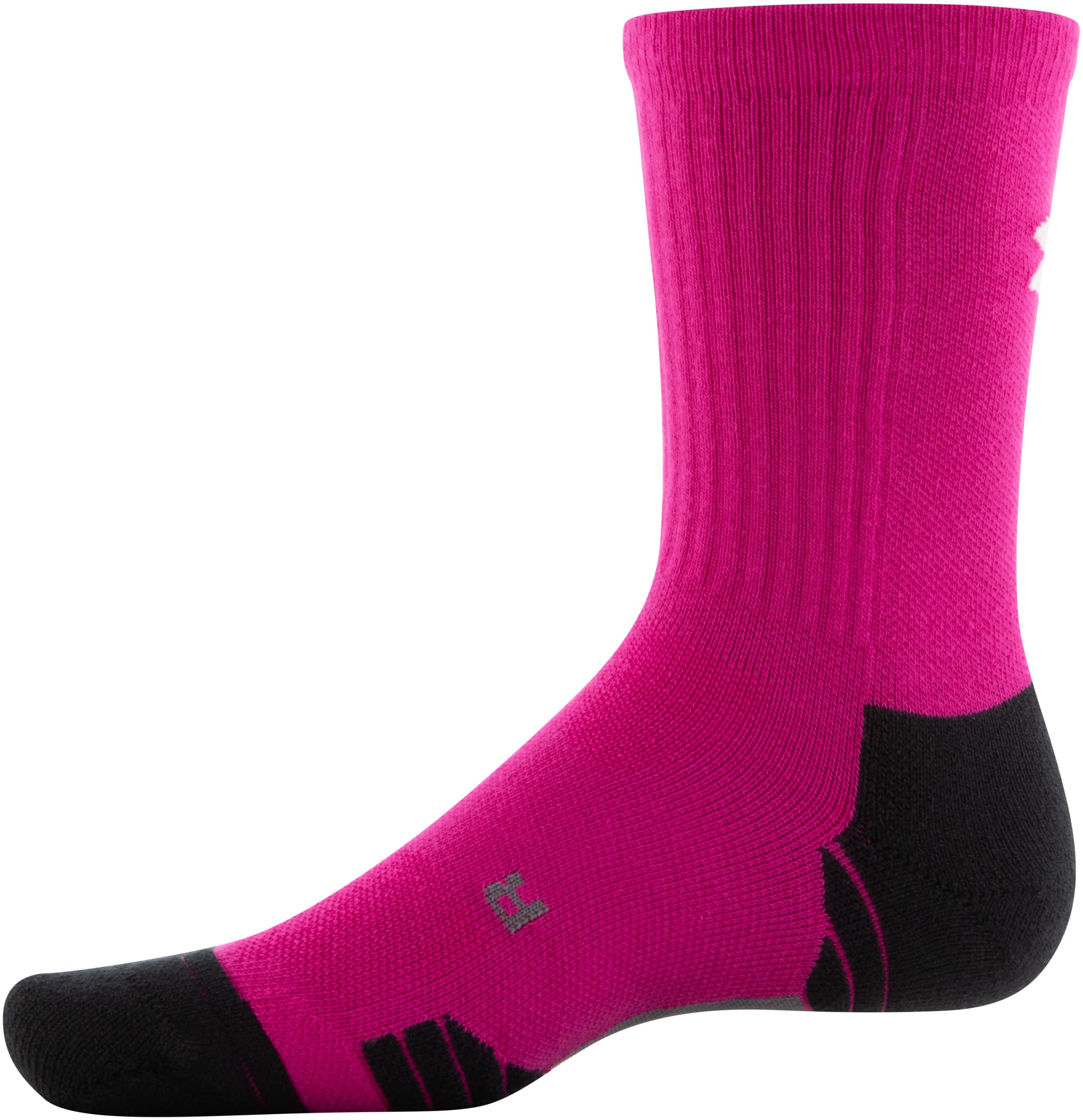 Under Armour Adult Team Crew Socks, 1-Pair, Tropic Pink/Black/White, Large