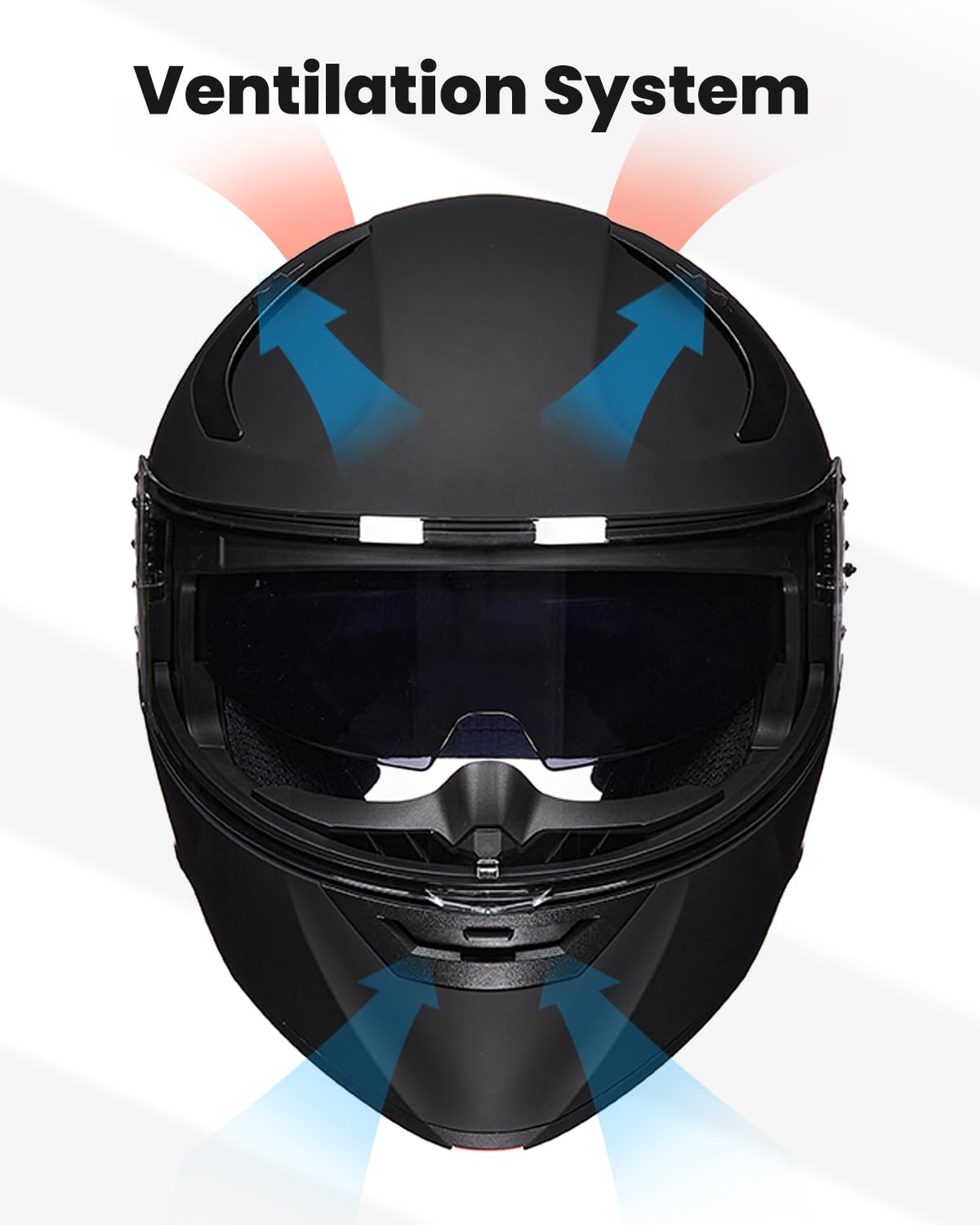 ILM Adult Motorcycle Helmet Dual Visor Flip up Modular Full Face Helmet DOT Model WS206(Matte Black,Medium)