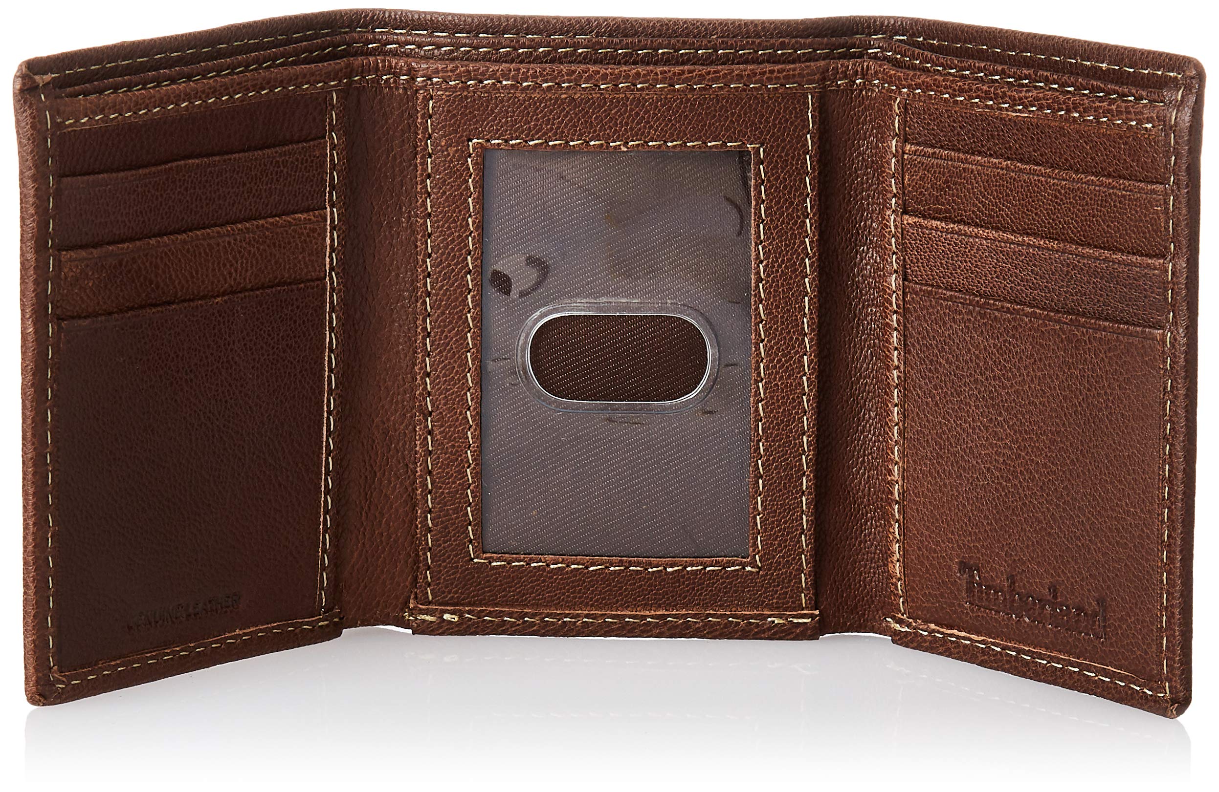 Timberland Men's Leather RFID Blocking Trifold Wallet, Brown, One Size
