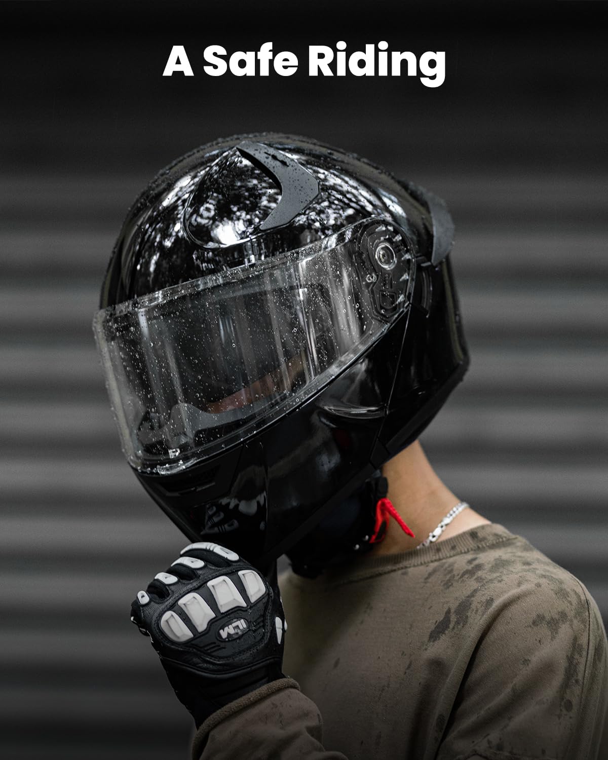 ILM Adult Motorcycle Helmet Dual Visor Flip up Modular Full Face Helmet DOT Model WS206(Matte Black,Medium)