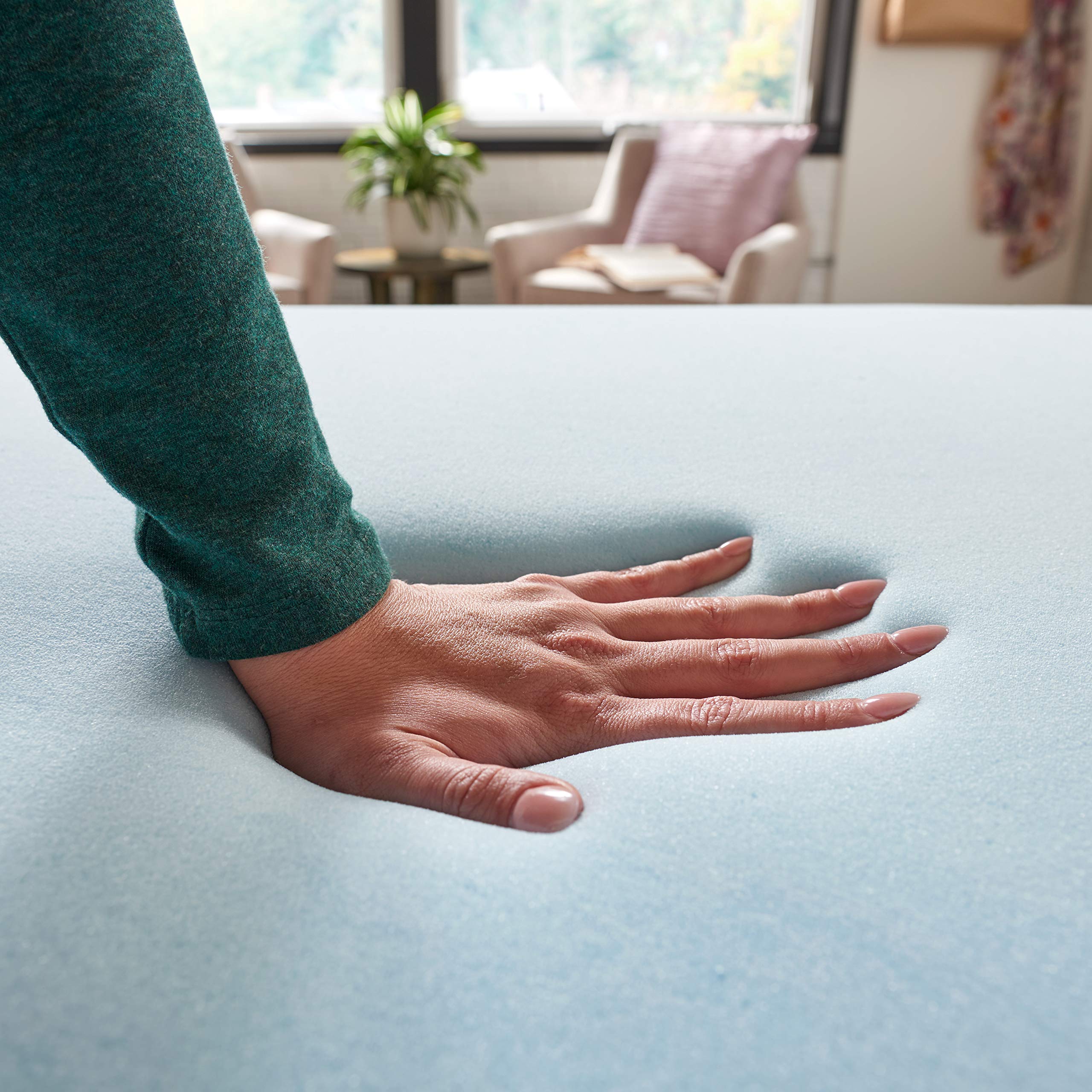 Sealy TrueForm 2 Inch Full Memory Foam Mattress Topper, Gel Infused Technology Contours to Body, Moisture Wicking Fabric for Cooling Sleep, Blue