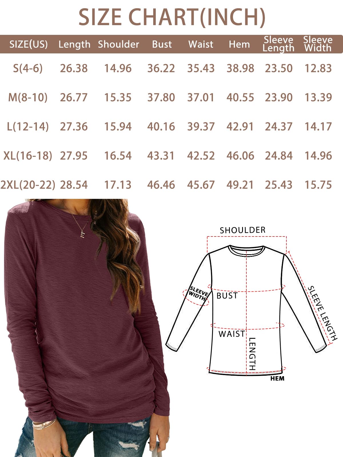 AUTOMET Spring Tops Womens Long Sleeve Shirts Workout Plus Size Tees Fall Outfits Clothes 2025 01pink L