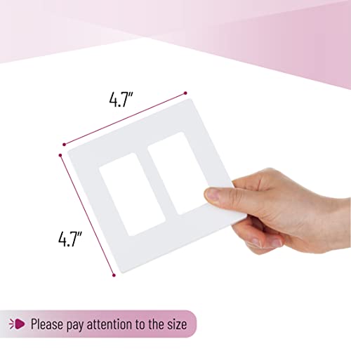 Bates- Screwless Decorator Wall Plates, Two Gang Switch Plate Covers, 4 Pack, Screwless Wall Plates 2 Gang, White Switch Plate Covers, Switch Cover Plate, Wall Switch Cover, Electrical Outlet Cover…