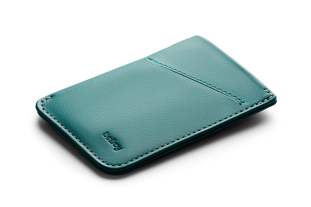 Bellroy Card Sleeve (Premium Leather Card Holder or Minimalist Wallet, Holds 2-8 Cards or Business Cards, Folded Note Storage) - Teal