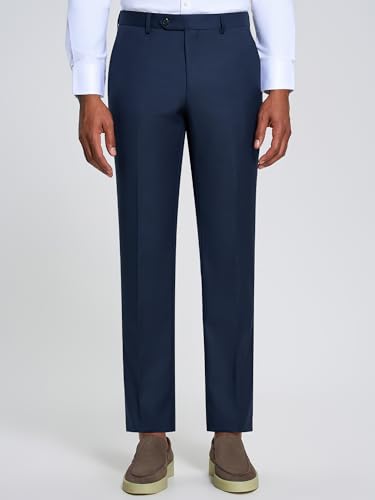 CHAMA Men's 100% Wool 2 Piece Suit Set, Classic Fit Two Button Suit Jacket Blazer & Pants Set Suit - Many Colors Navy…