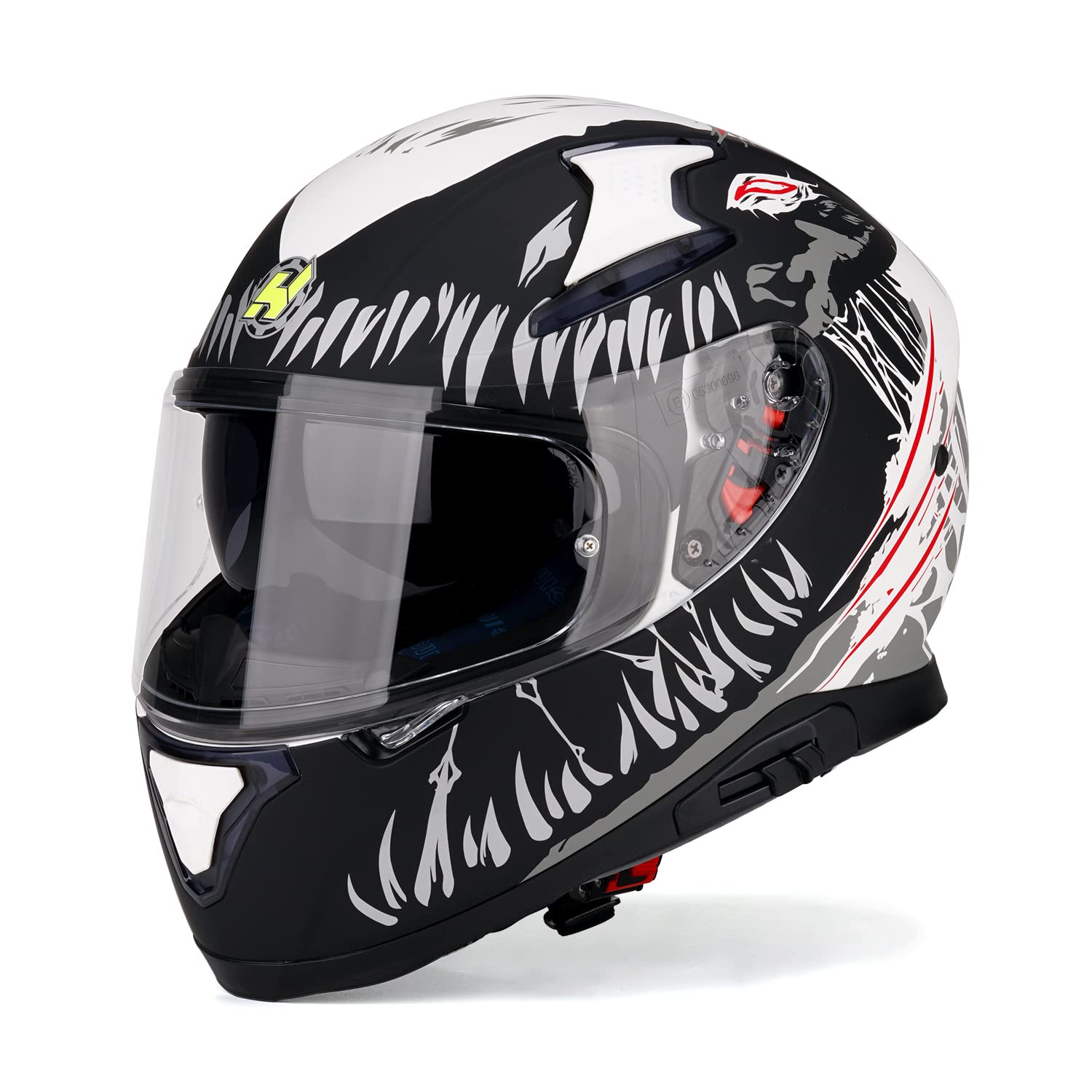 HAX Full Face Motorcycle DOT Approved Helmet with Dual Rear Wing and Pinlock Ready - Lightweight and Durable Motorbike Street Bike Helmet for Adults (Impulse Devour Black,XL)