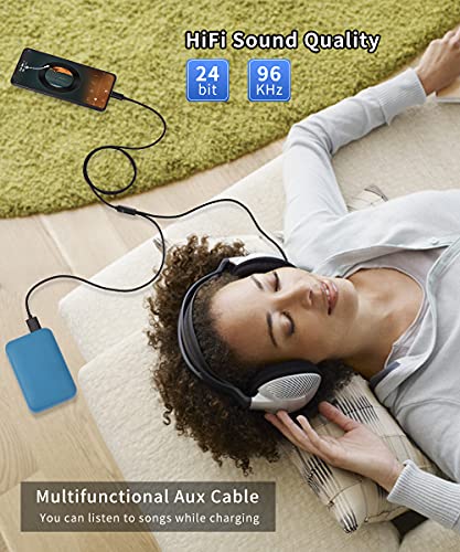 USB C to 3.5mm Aux Cable, 2 in 1 USB C to 3.5mm Car Stereo Aux Headphone Jack Cable with USB C Charging Compatible with Samsung Galaxy S23/S22 Ultra/S21/S21FE/S20/Note 20, Pixel 7/7Pro/6/6Pro/5/4/3XL