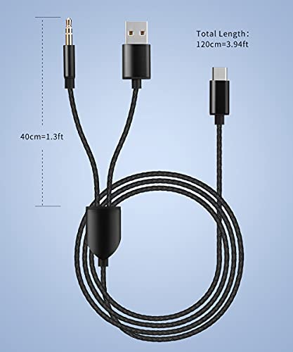 USB C to 3.5mm Aux Cable, 2 in 1 USB C to 3.5mm Car Stereo Aux Headphone Jack Cable with USB C Charging Compatible with Samsung Galaxy S23/S22 Ultra/S21/S21FE/S20/Note 20, Pixel 7/7Pro/6/6Pro/5/4/3XL