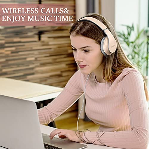 TUINYO Bluetooth Headphones Wireless, Over Ear Stereo Wireless Headset 40H Playtime with deep bass, Soft Memory-Protein Earmuffs, Built-in Mic Wired Mode PC/Cell Phones/TV